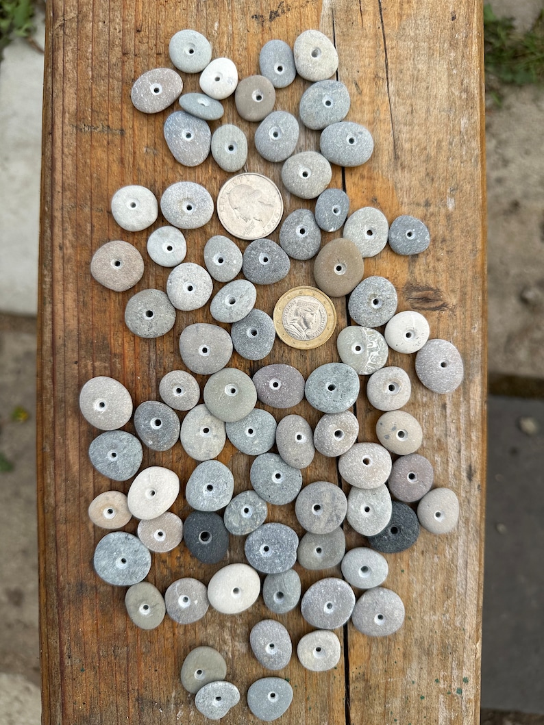 60 Tiny Center Drilled Stone Pebbles: Natural Rock Beads for Jewelry - Etsy