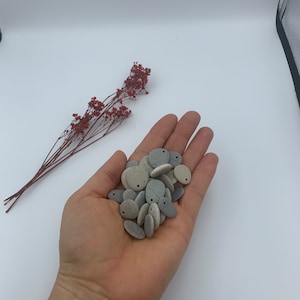 50 Tiny Top Drilled Stone Pebble, Craft Supplies, Natural Rock Beads ...