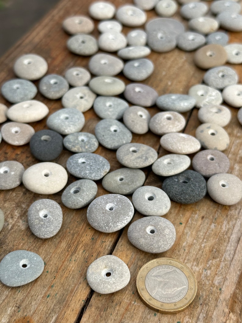 60 Tiny Center Drilled Stone Pebbles: Natural Rock Beads for Jewelry - Etsy