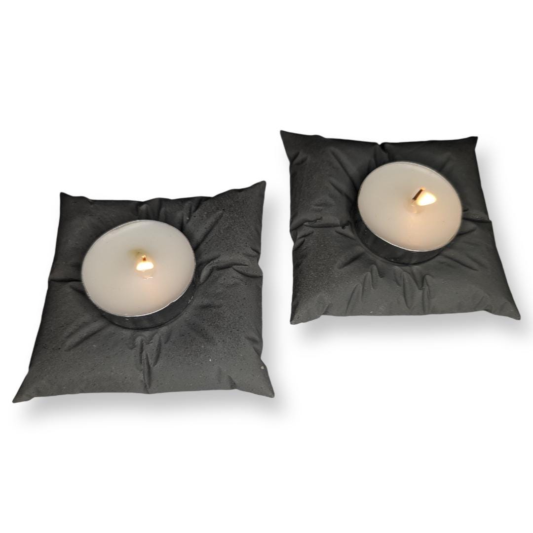 Concrete Pillow Tealight Candle Holders – Set of 2 | Minimalist Home ...