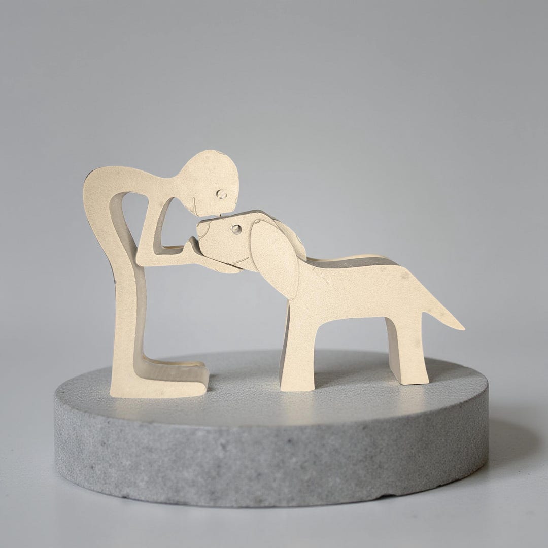 Concrete Human & Dog Statue Set | Minimalist Dog Lover Gift | Best ...