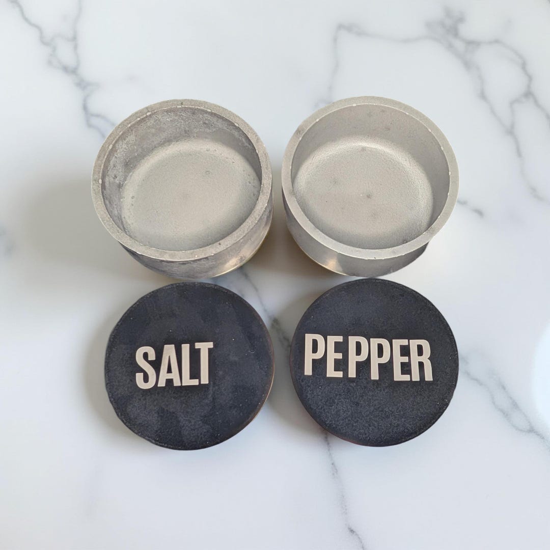 Modern Concrete Salt & Pepper Cellar Set With Lids – Industrial Kitchen ...