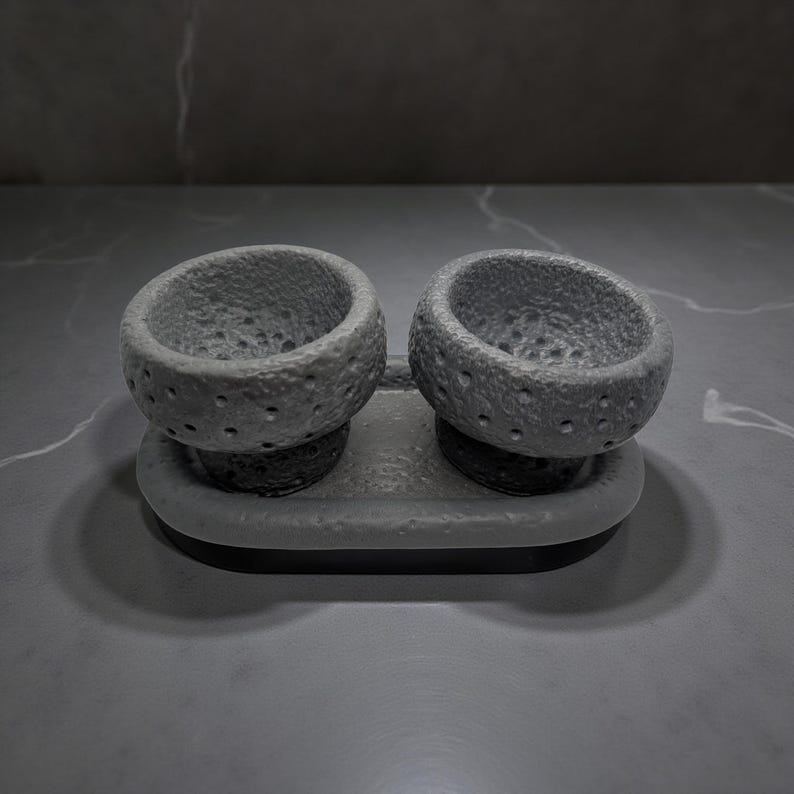 Modern Brutalist Lunar Stone Vessel & Tray Set | Concrete Succulent ...