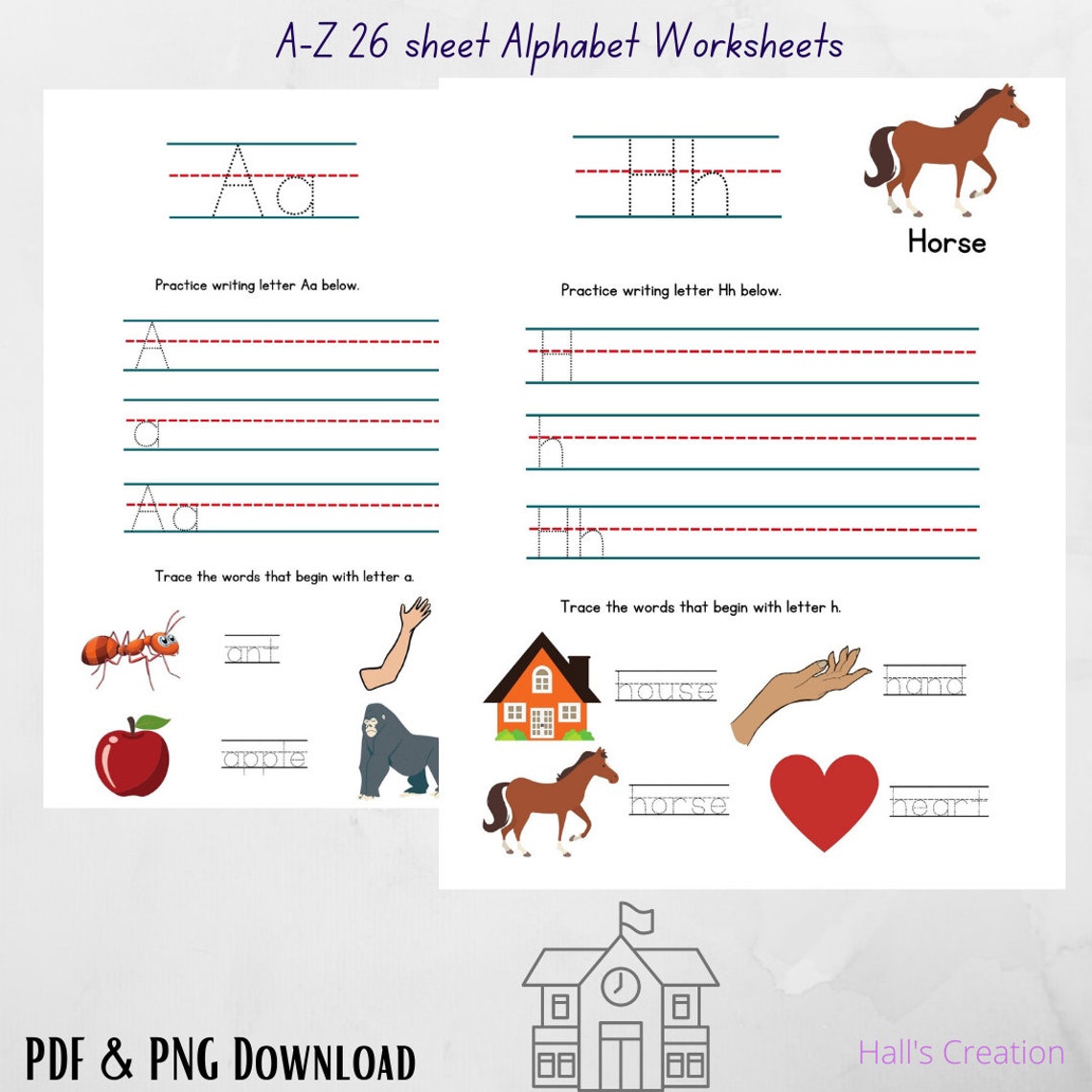 A-Z 26 Page Alphabet Worksheets - Etsy