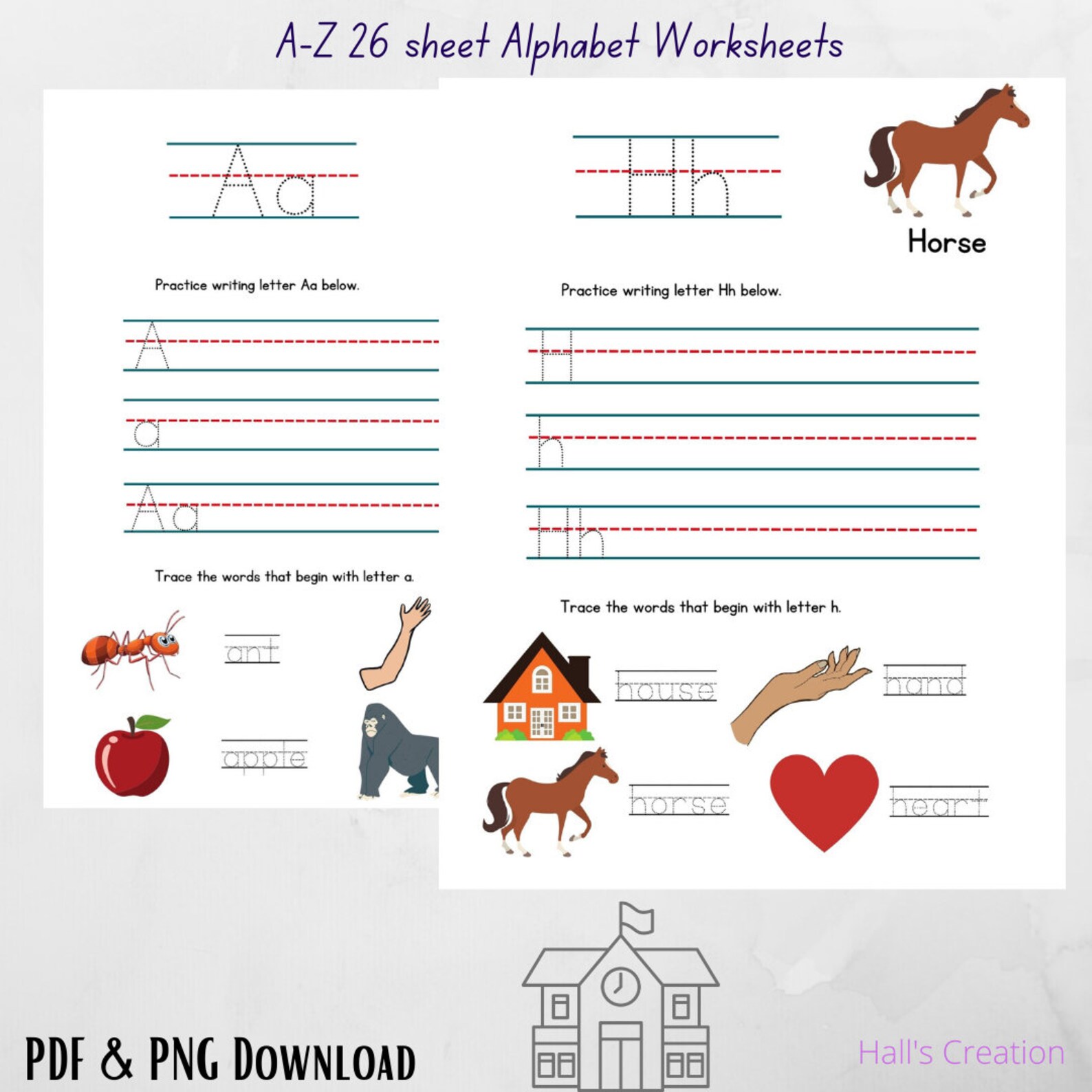 A-Z 26 Page Alphabet Worksheets - Etsy