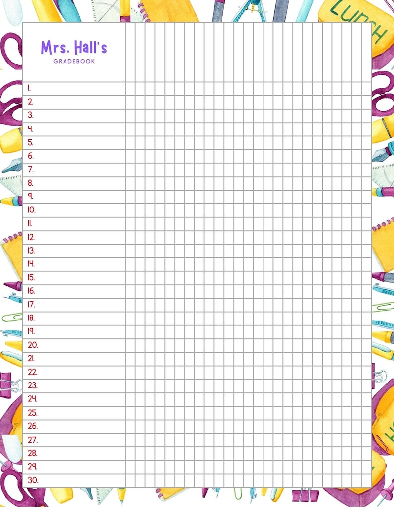 Editable Grade Book - Etsy