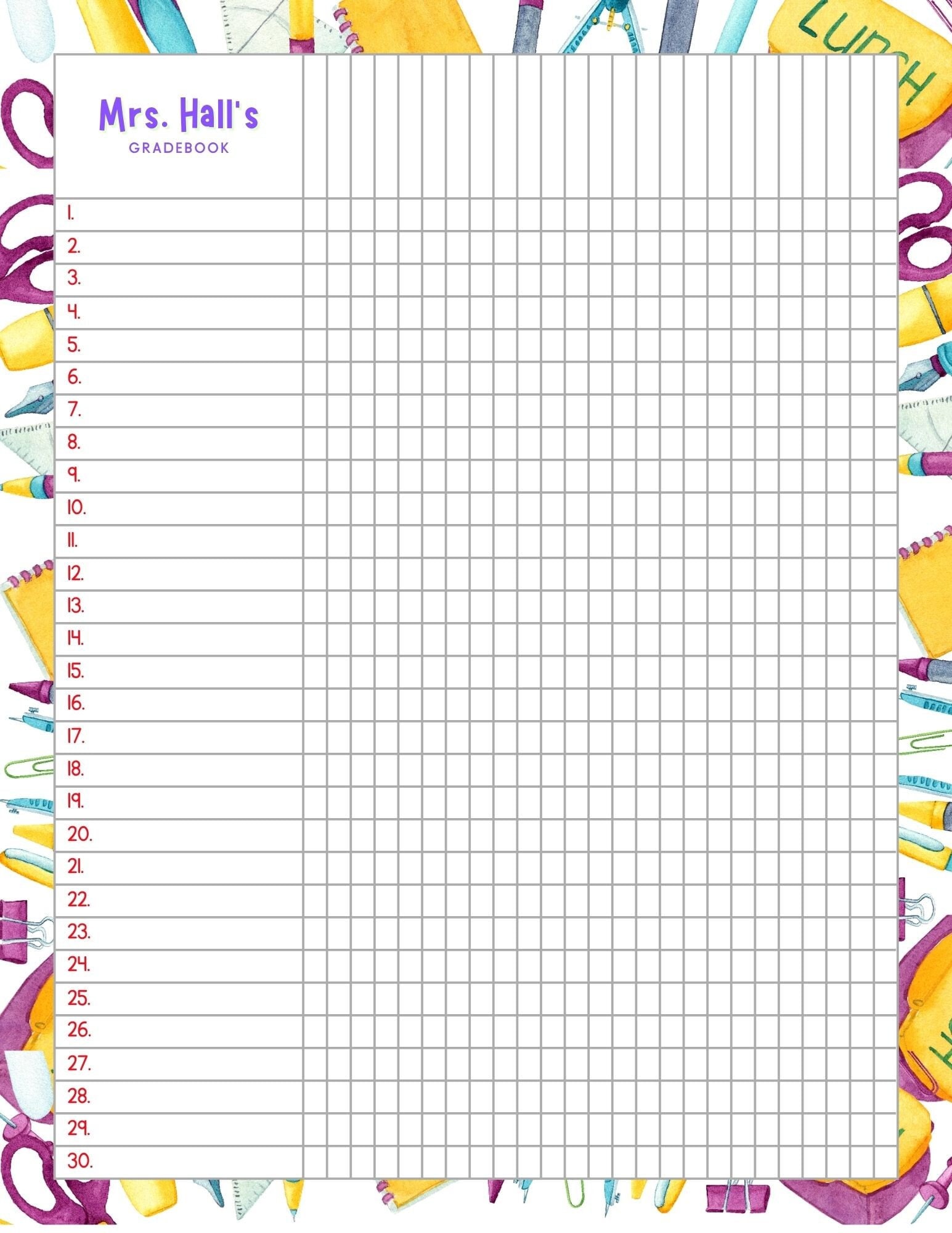 Editable Grade Book - Etsy