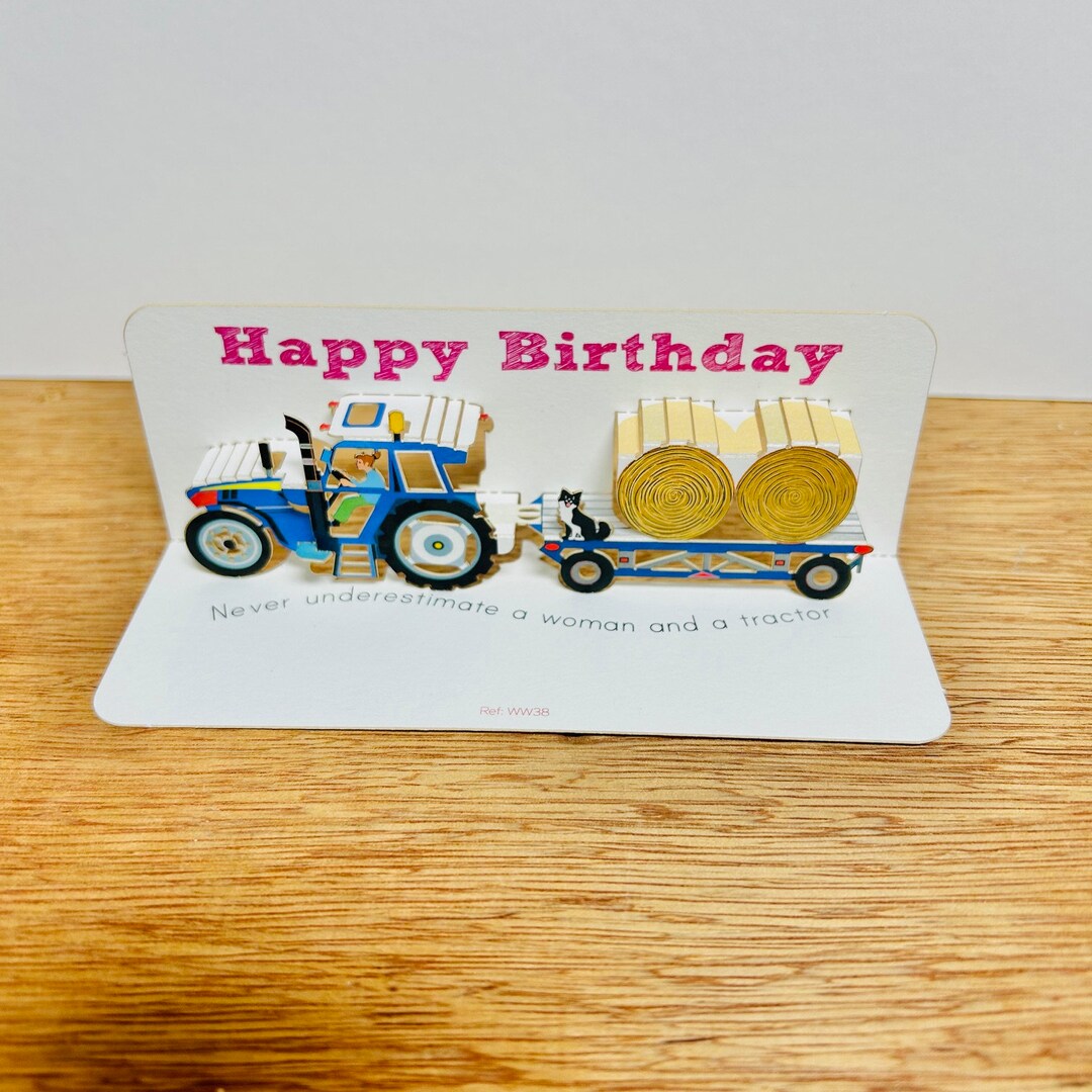 Mini Happy Birthday Tractor Card, Card for Her, Birthday Tractor ...