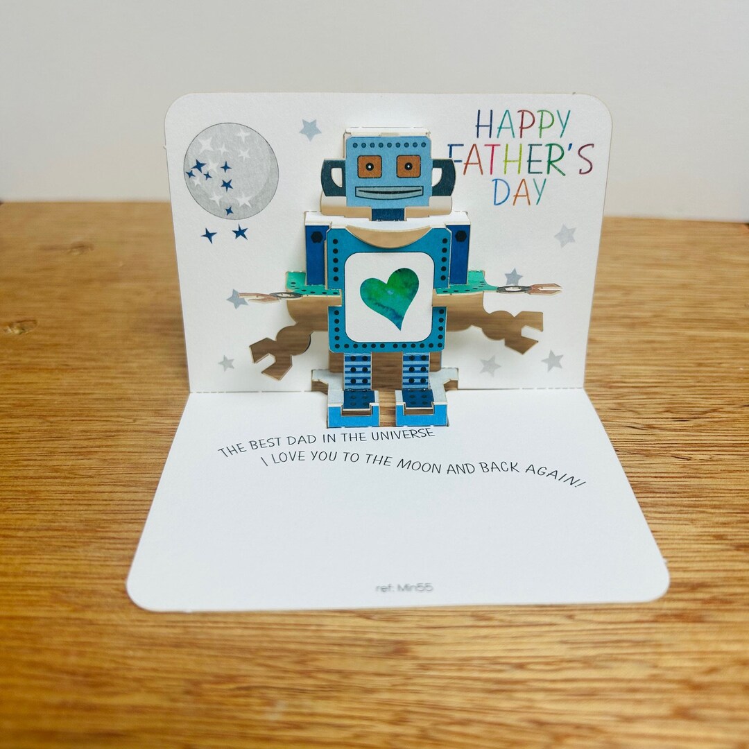 Mini Boy Robot Father's Day Card, Mini Pop up Card, Card for Him, Robot ...