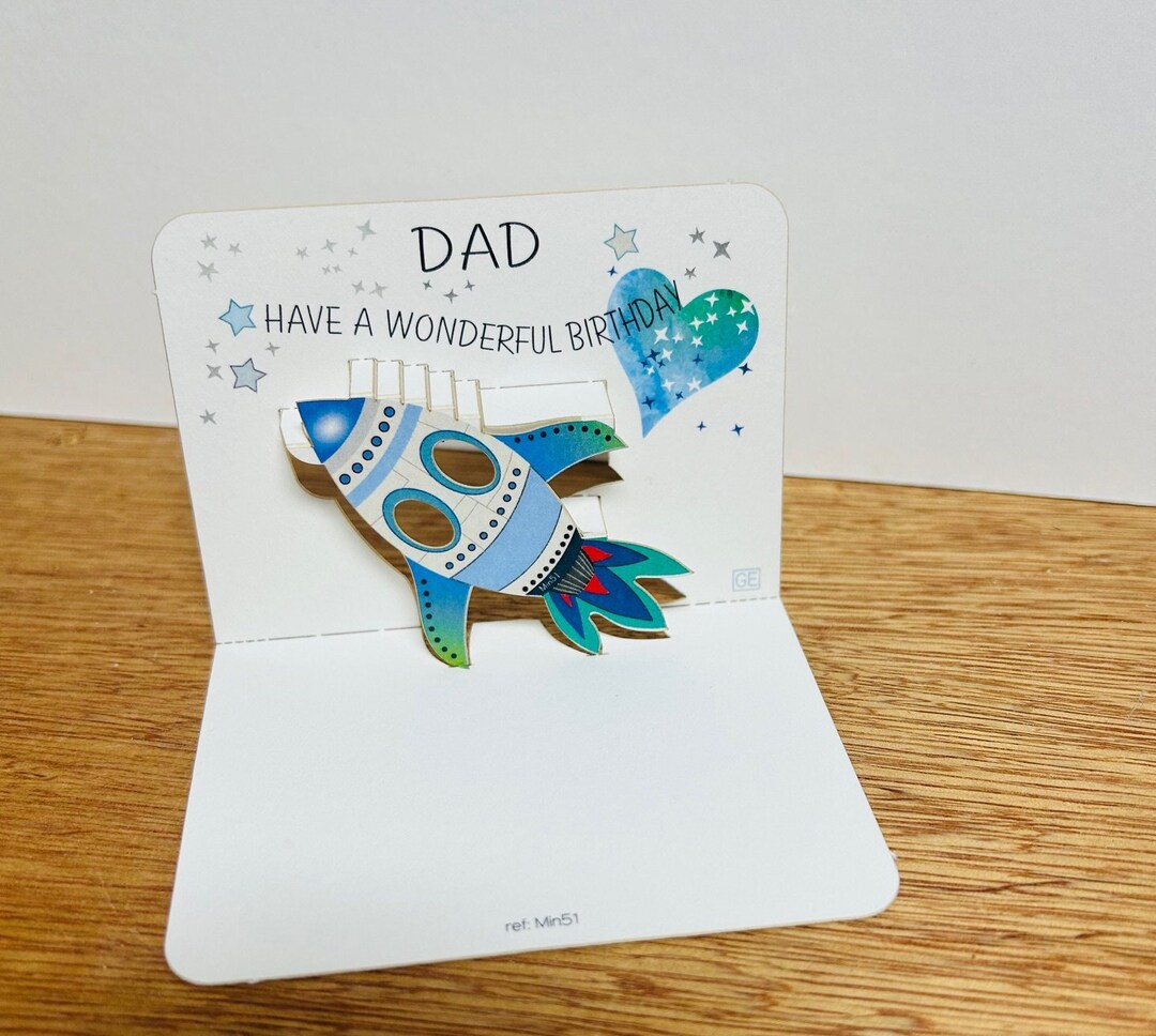 Mini Dad Birthday Rocket Card, Rocket Birthday Card, Mini Pop up Card ...