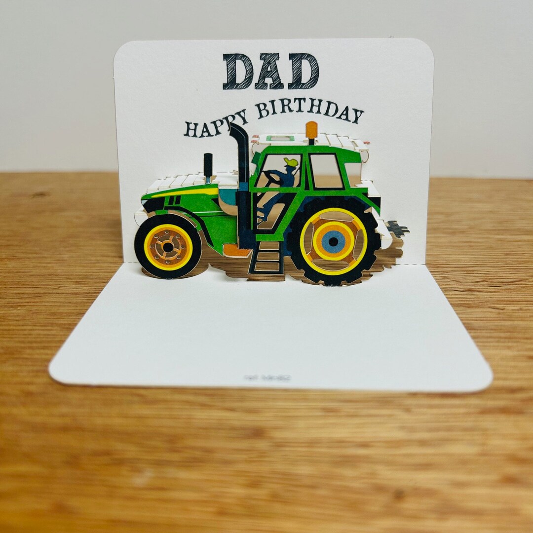 Mini Dad Happy Birthday Tractor Card, Card for Him, Birthday Tractor ...