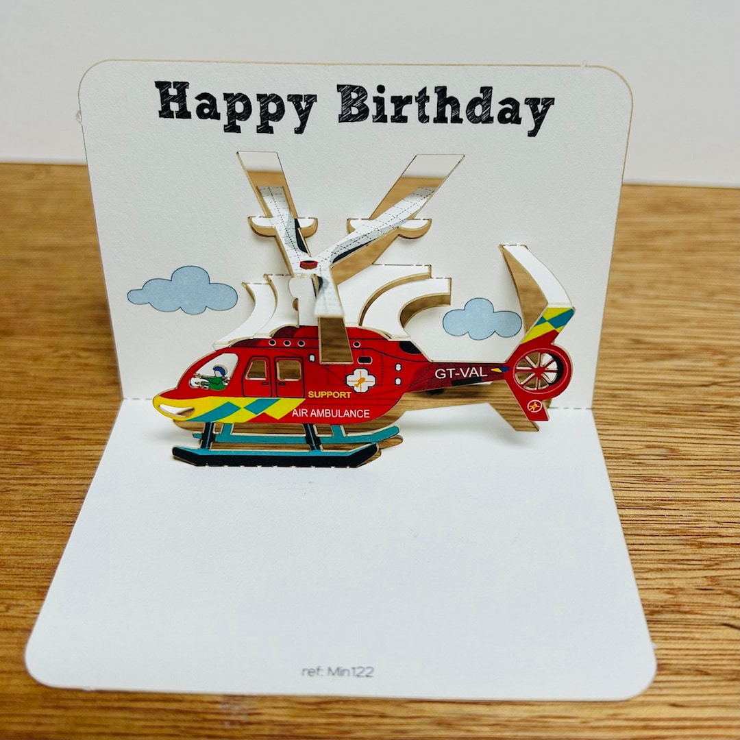 Mini Helicopter Birthday Card, Air Ambulance ,happy Birthday, Card for ...