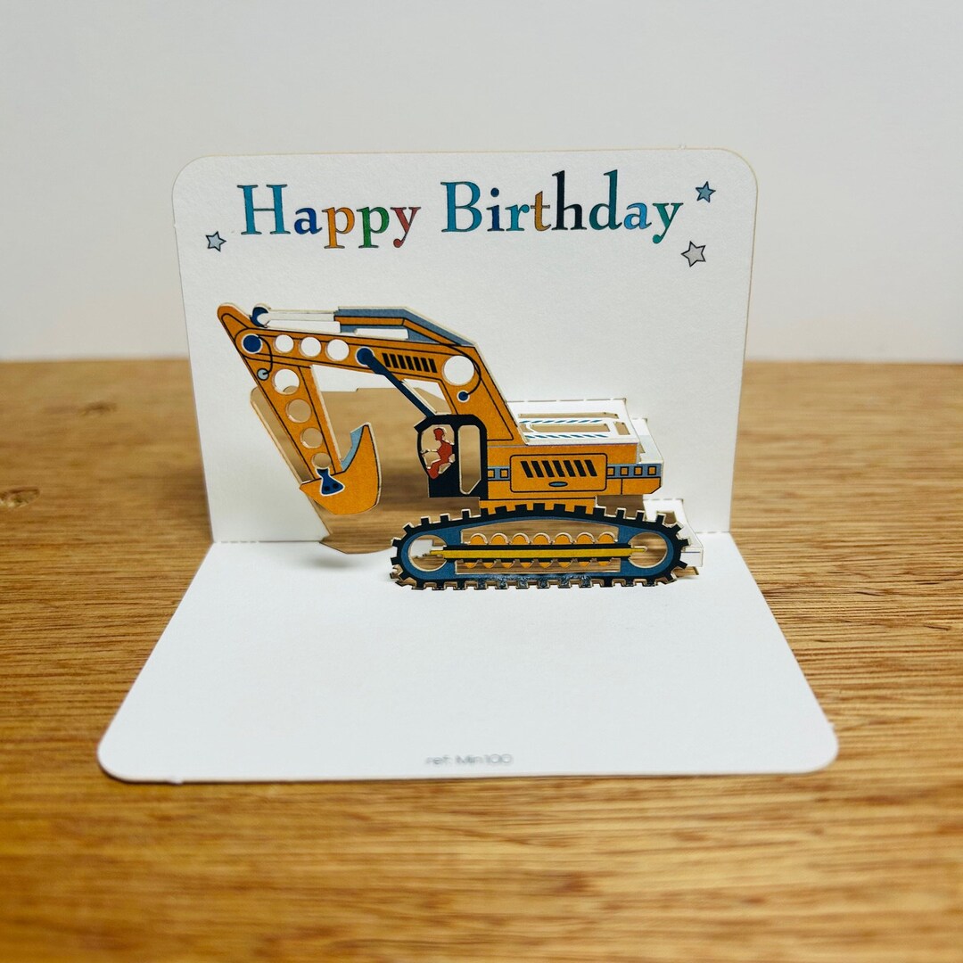 Mini Digger Happy Birthday Card, Digger Birthday Card, Happy Birthday ...