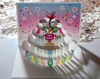 Blue ''happy Birthday'' Card Pop up Card - Etsy