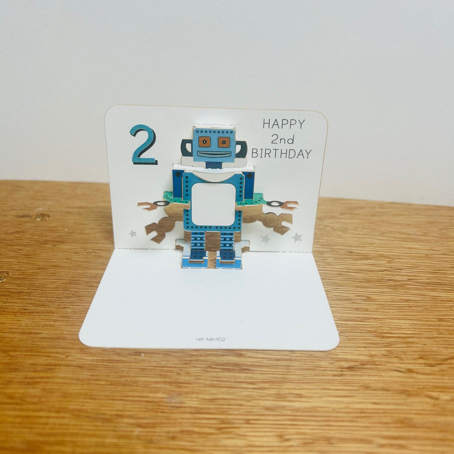 Mini Boy Robot Happy Birthday Card Ages,1,2,3,4,5,6,7,8,9,10, Mini Pop ...