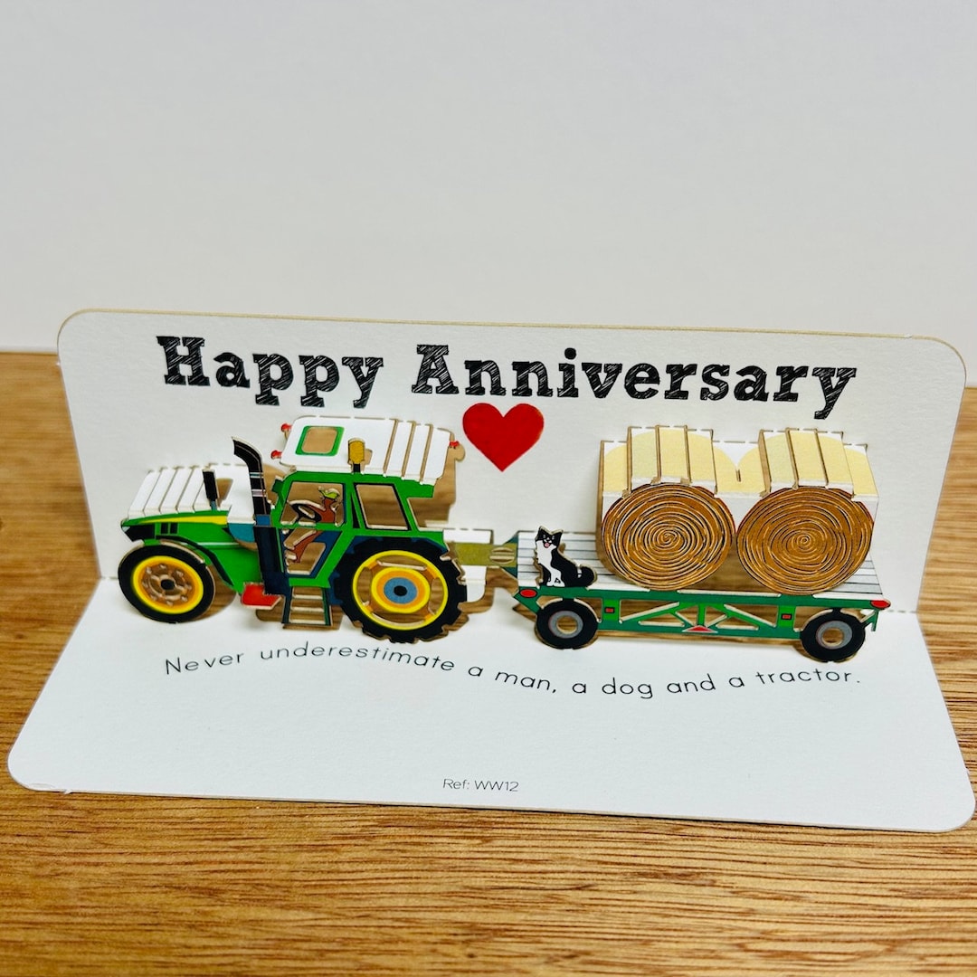 Mini Anniversary Tractor Card, Happy Anniversary Card, Tractor Lover ...