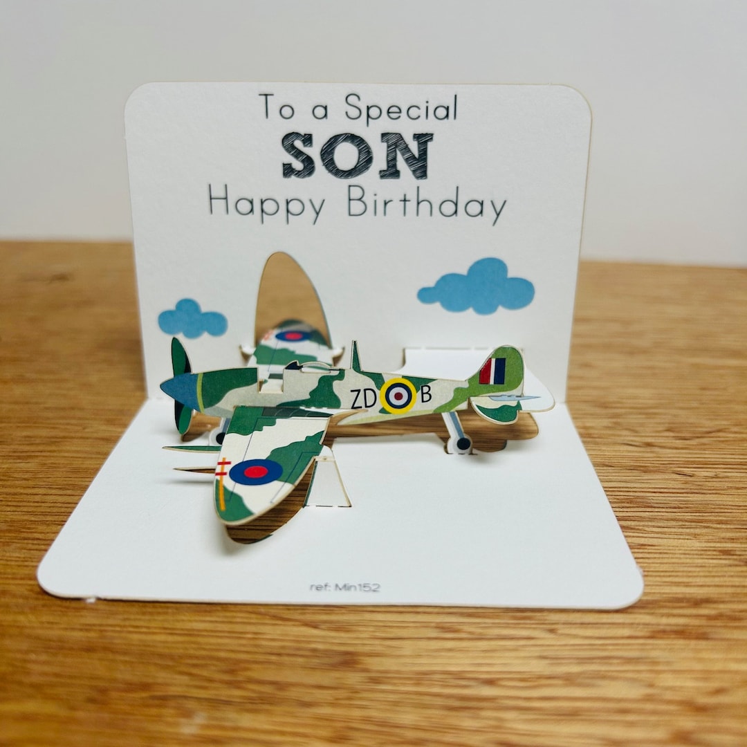 Mini Spitfire, Fighter Plane Son Birthday Card, Card for My Son, Plane ...