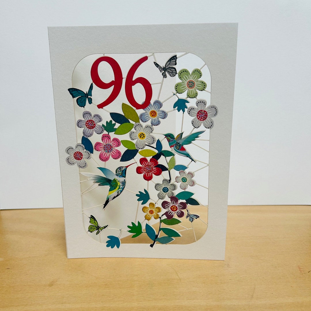 96th Birthday Hummingbird Card - Age 96th Birthday Card, 96 Age ...