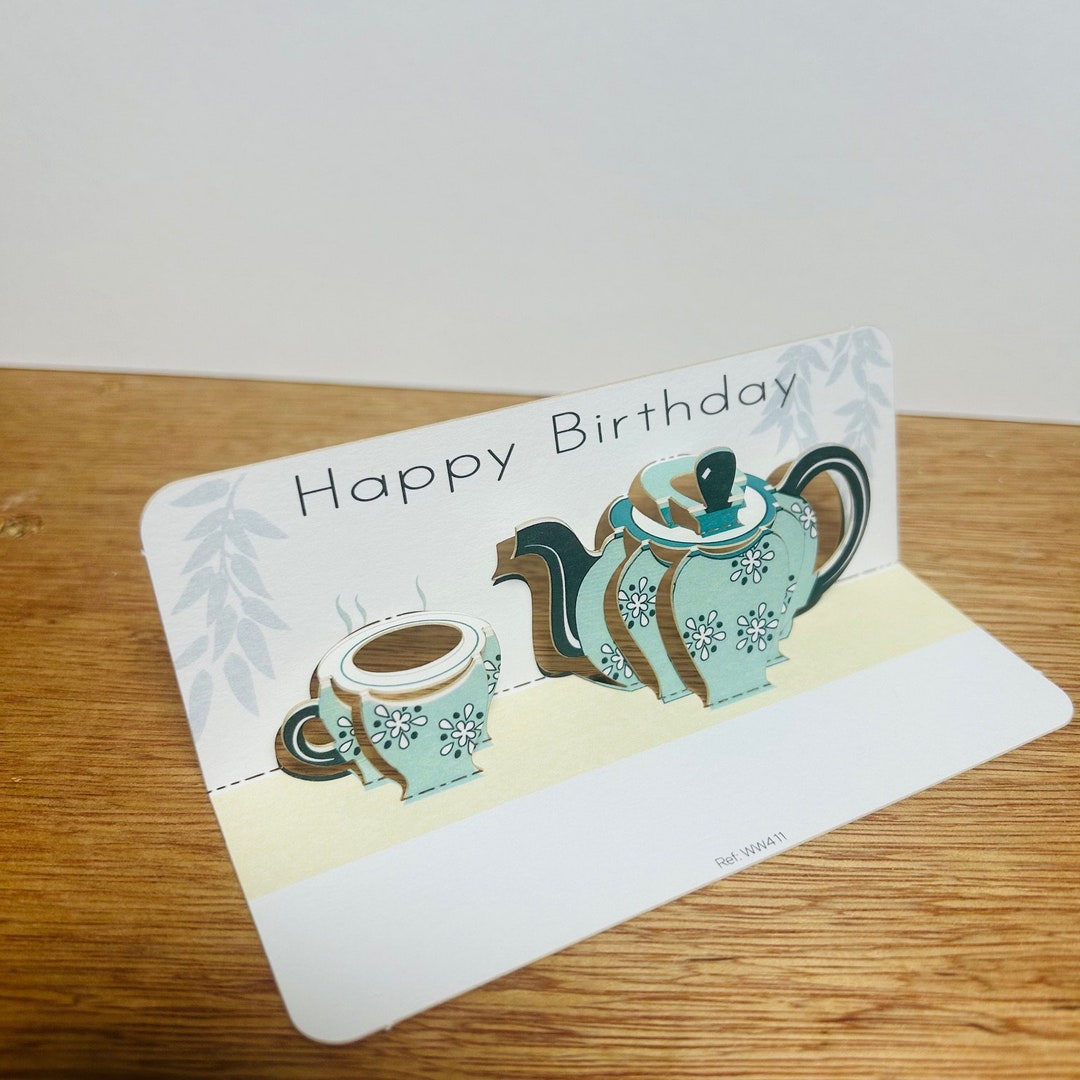 Mini Happy Birthday Teapot Card, Mum, Aunt, Sister, Friend, Gran ...