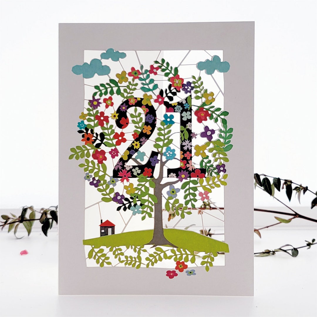 21st Birthday Tree Card, Age 21st Birthday Card, 21 Age Birthday Card ...