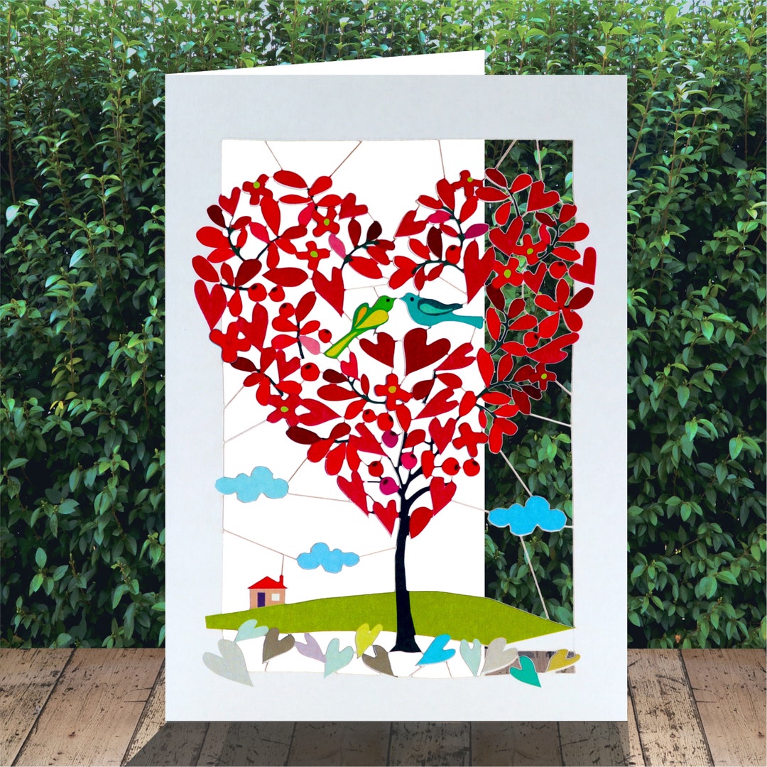 Unique Valentines Card, Heart Shaped Tree, Hearts Card, Love Card ...