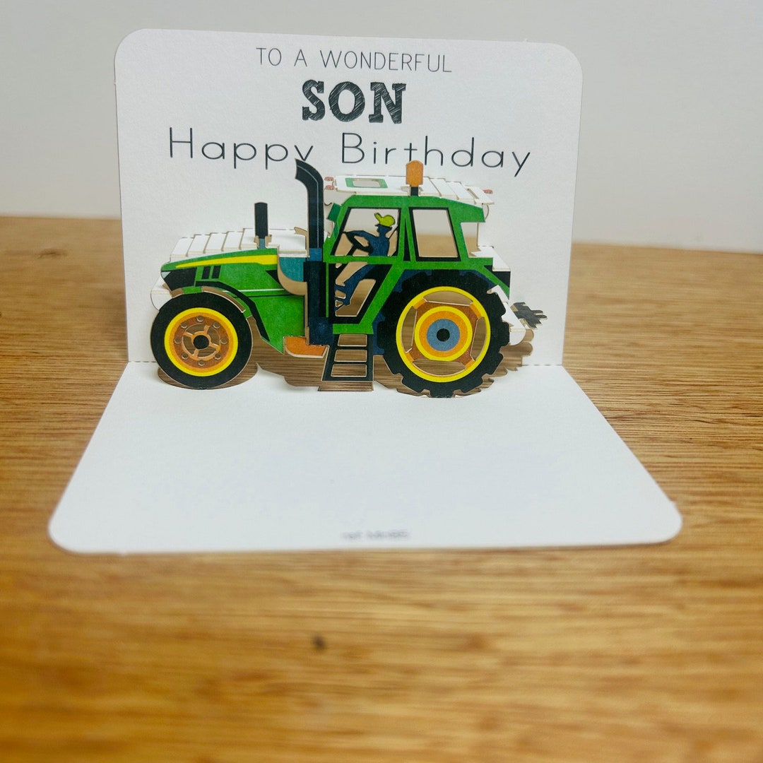 Mini Son Happy Birthday Tractor Card, Card for Him, Birthday Tractor ...