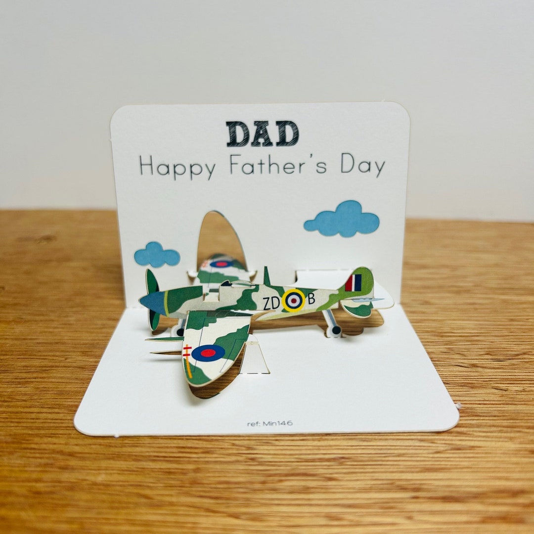 Spitfire, Fighter Plane Fathers Day Card, Card for My Dad, Plane Lover ...