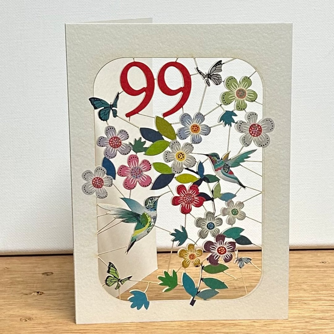 99th Birthday Hummingbird Card - Age 99th Birthday Card, 99 Age ...
