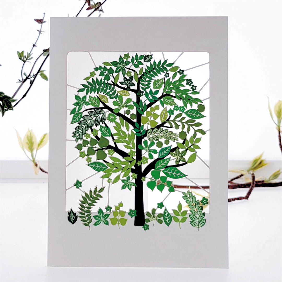 Laser Cut Green Tree -blank Card - Birthday Card, Tree of Life, Card ...