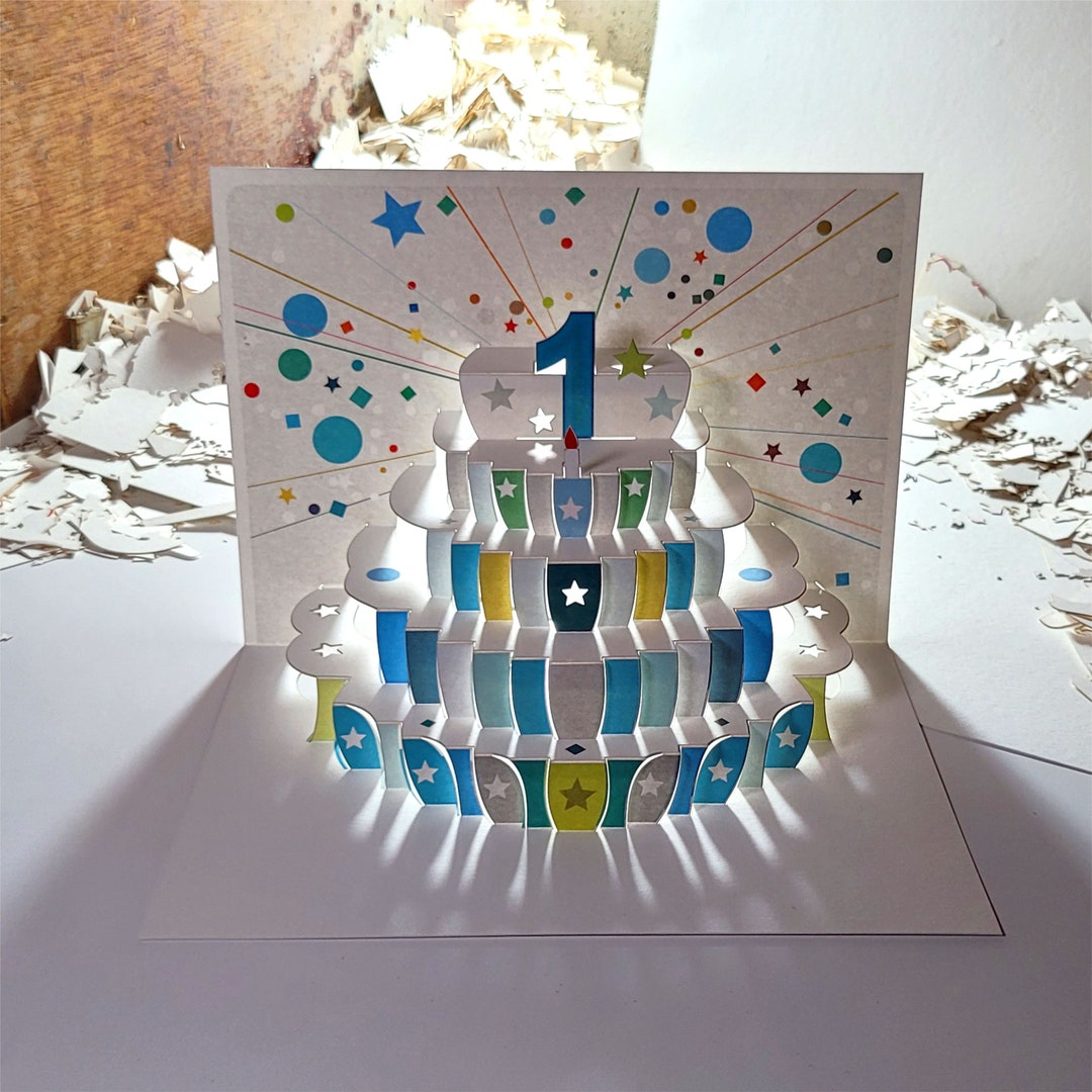 1st Birthday Pop up Card, Age 1st Birthday Card, Age 1 Card, Card for ...