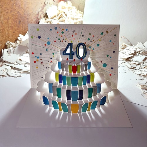 40th Birthday Pop up Card Age 40th Birthday Card 40 Age - Etsy