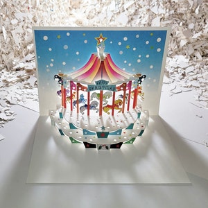 Christmas Card, Carousel Card, Unique Christmas Card, "happy Christmas ...