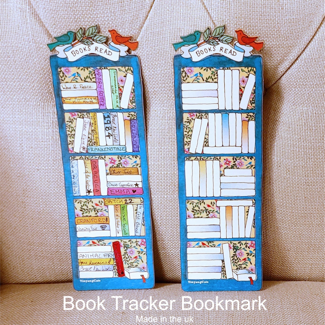 Bookmark Reading Tracker - Blue and Yellow - Book Tracker - Reading ...