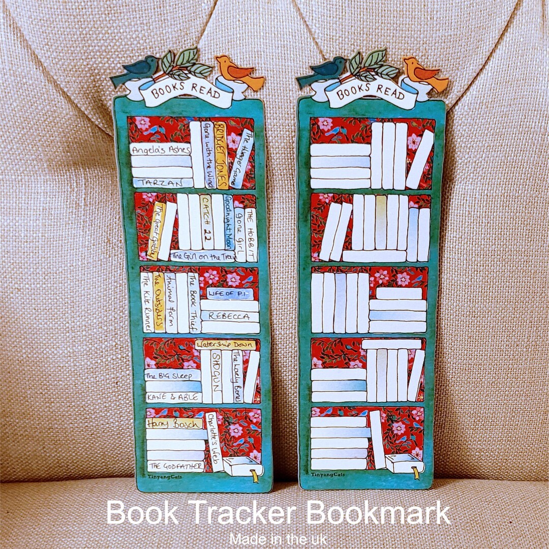 Bookmark Reading Tracker - Green and Red - Book Tracker - Reading Diary ...