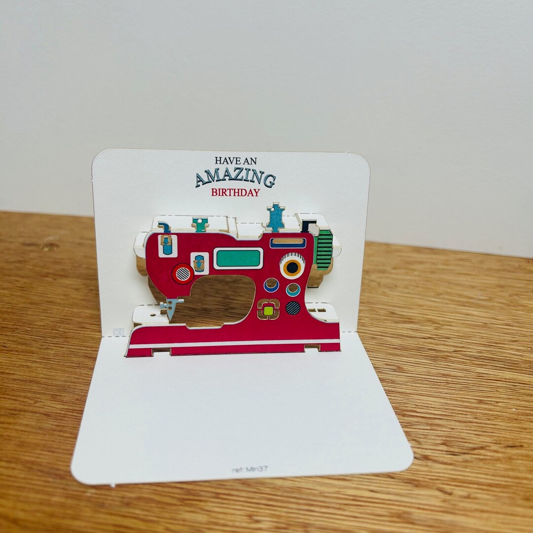 Mini Happy Birthday Sewing Machine Card, Sewing Birthday, Pop up Card ...