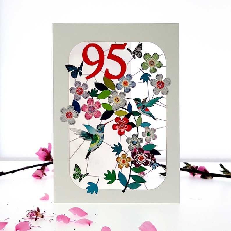 95th Birthday Hummingbird Card Age 95th Birthday Card 95 - Etsy