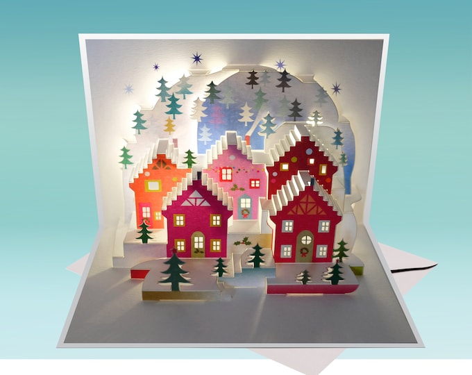 Christmas Wreath LED Christmas Card︱personalized Handmade Custom Light ...