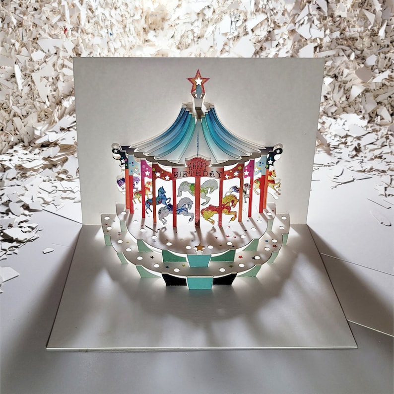 Carousel - ''happy Birthday'' - Pop up Card, Card for Her, Card for Him ...