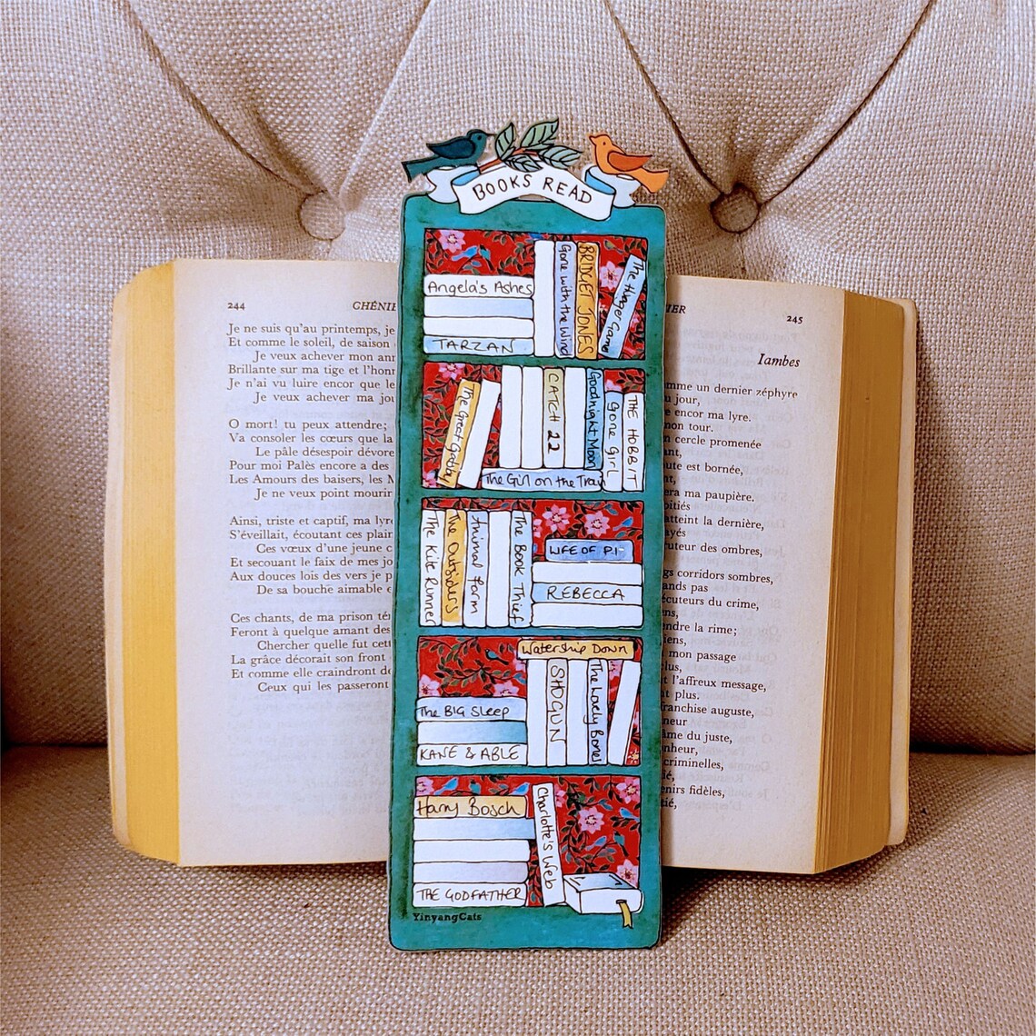 Bookmark Reading Tracker - Green and Red - Book Tracker - Reading Diary ...