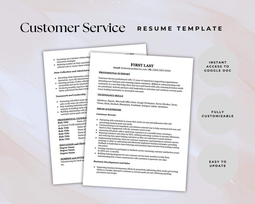 ATS Resume Template, Formatted Resume for Customer Service Jobs, ATS ...