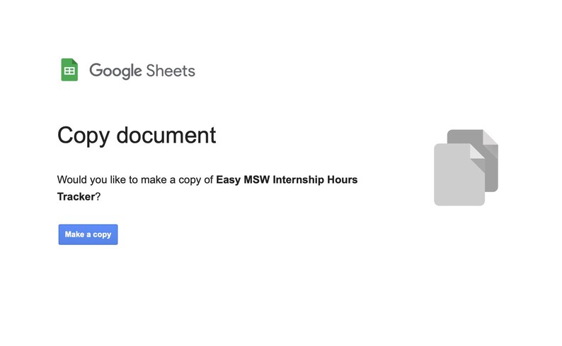 MSW Internship Hours Tracker, Clinical Internship Hours Tracker, Google ...
