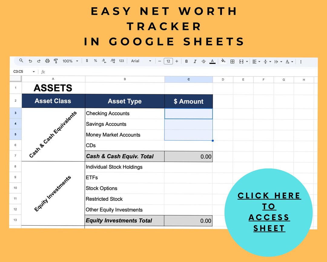 Net Worth Tracker Google Sheets, Net Worth Spreadsheet, Annual Net ...
