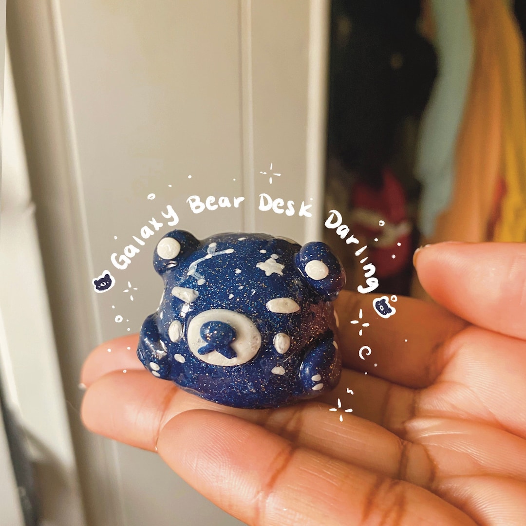 Galaxy Bear Desk Darling/clay Desk Friend/cute Bear Clay Art - Etsy