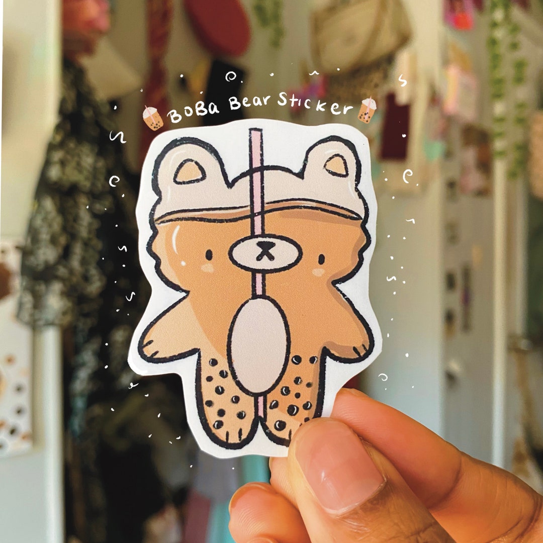 Boba Bear Sticker Kawaii Bear Sticker/bear Sticker/cute Boba Sticker ...