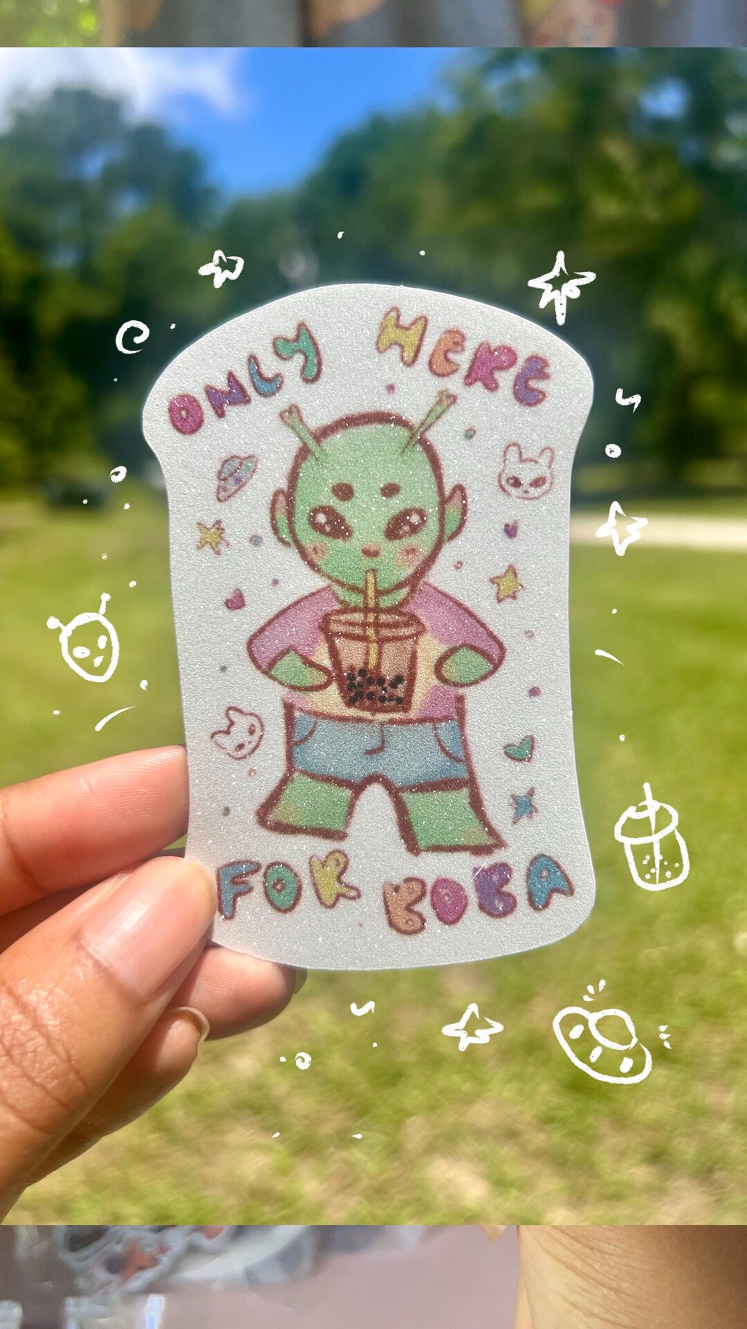 Boba Alien Sand Glitter Sticker - Waterproof Laptop Decal - Etsy