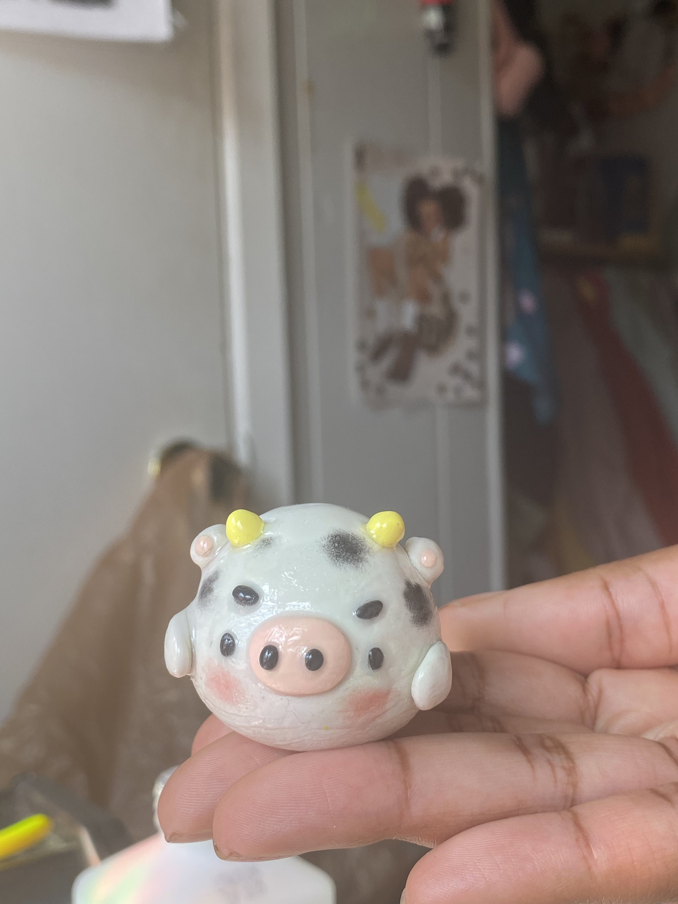 Cow Desk Darling Cute Clay Cow Kawaii Cow Art - Etsy