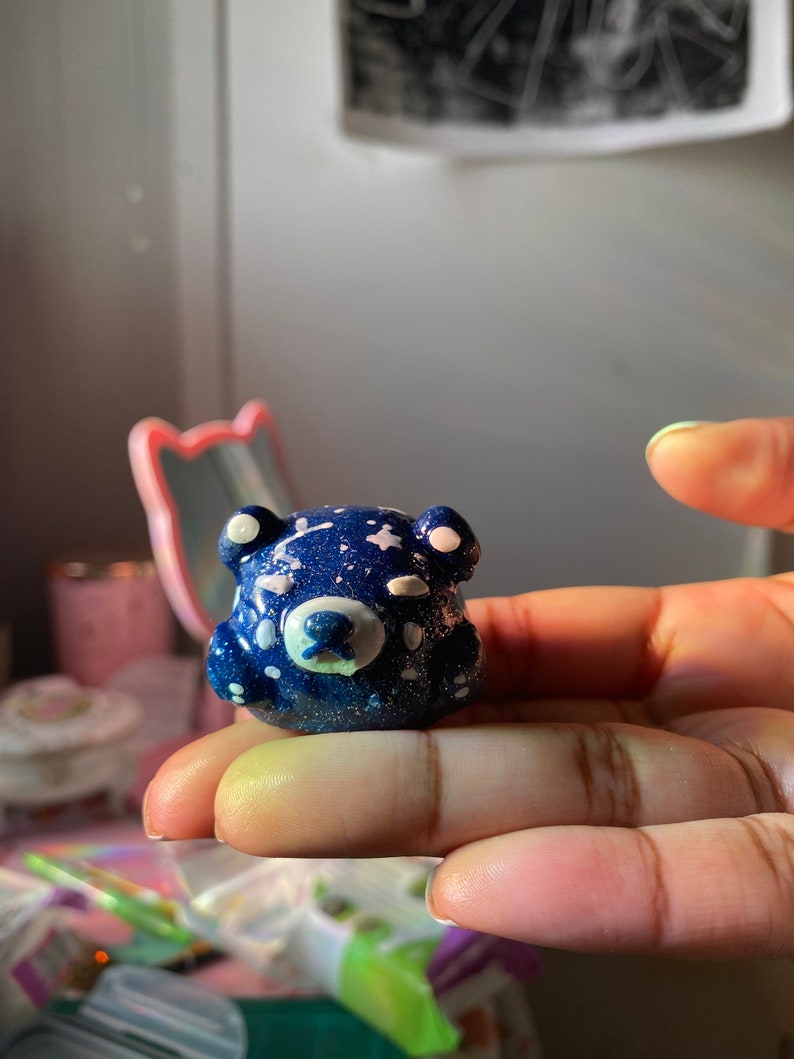 Galaxy Bear Desk Darling/clay Desk Friend/cute Bear Clay Art - Etsy
