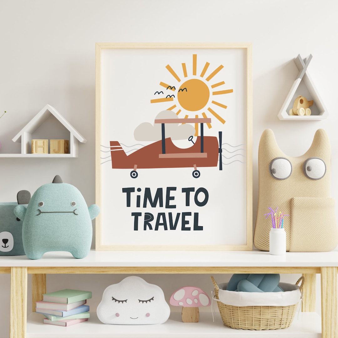 Time to Travel Airplane Poster for Kid's Room or Nursery INSTANT ...