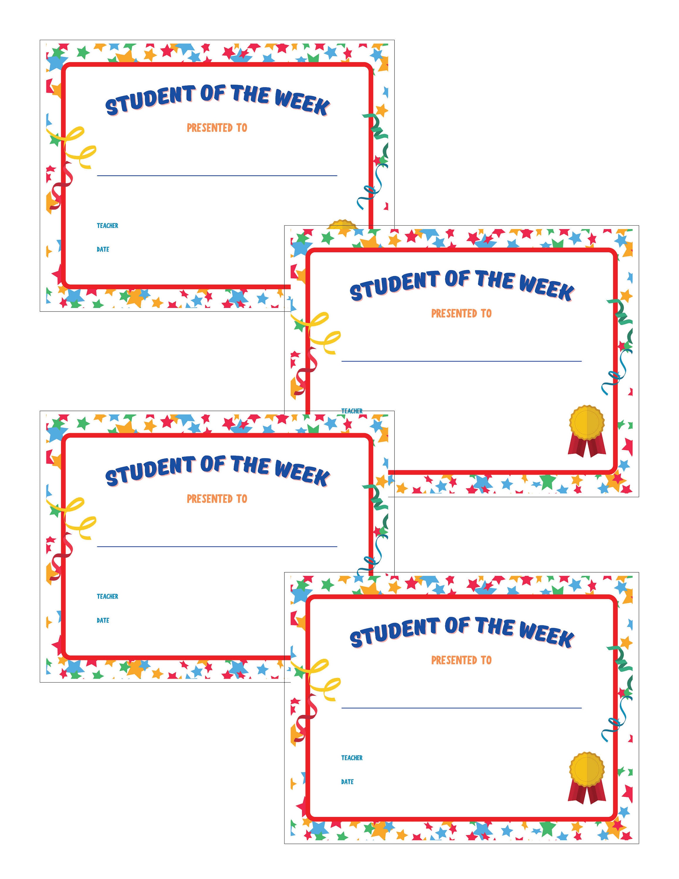 Student of the Week Certificate - Etsy