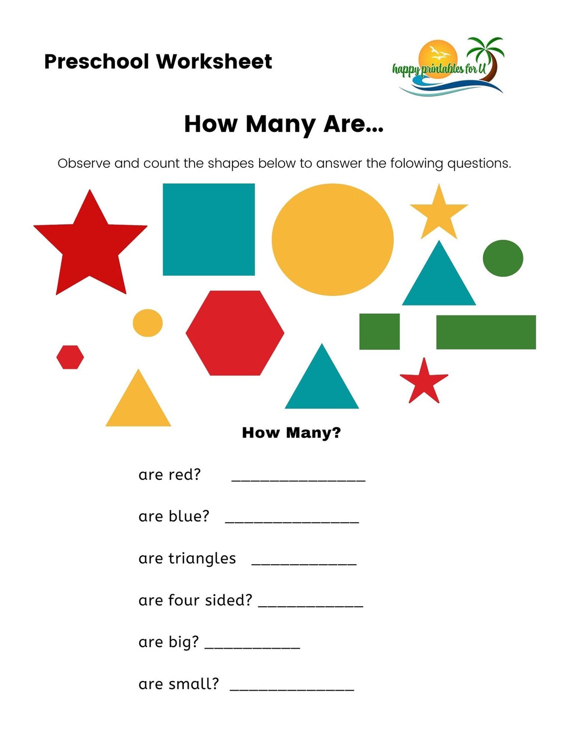 Preschool Worksheet Bundle - Etsy